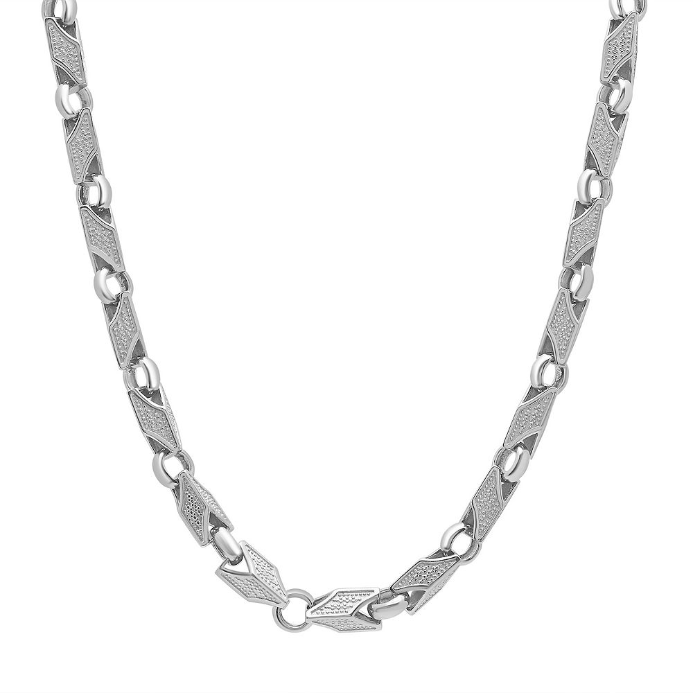 Men's Stainless Steel 24 in. Textured Chevron Link Chain Necklace