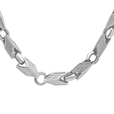 Men's Stainless Steel 24 in. Textured Chevron Link Chain Necklace