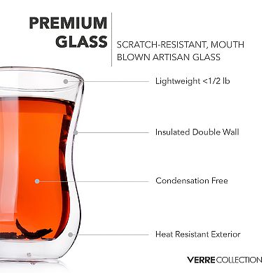Verre Collection Double Wall Turkish Tea Glass Cups, 4.25 Oz, Set Of 2 ...