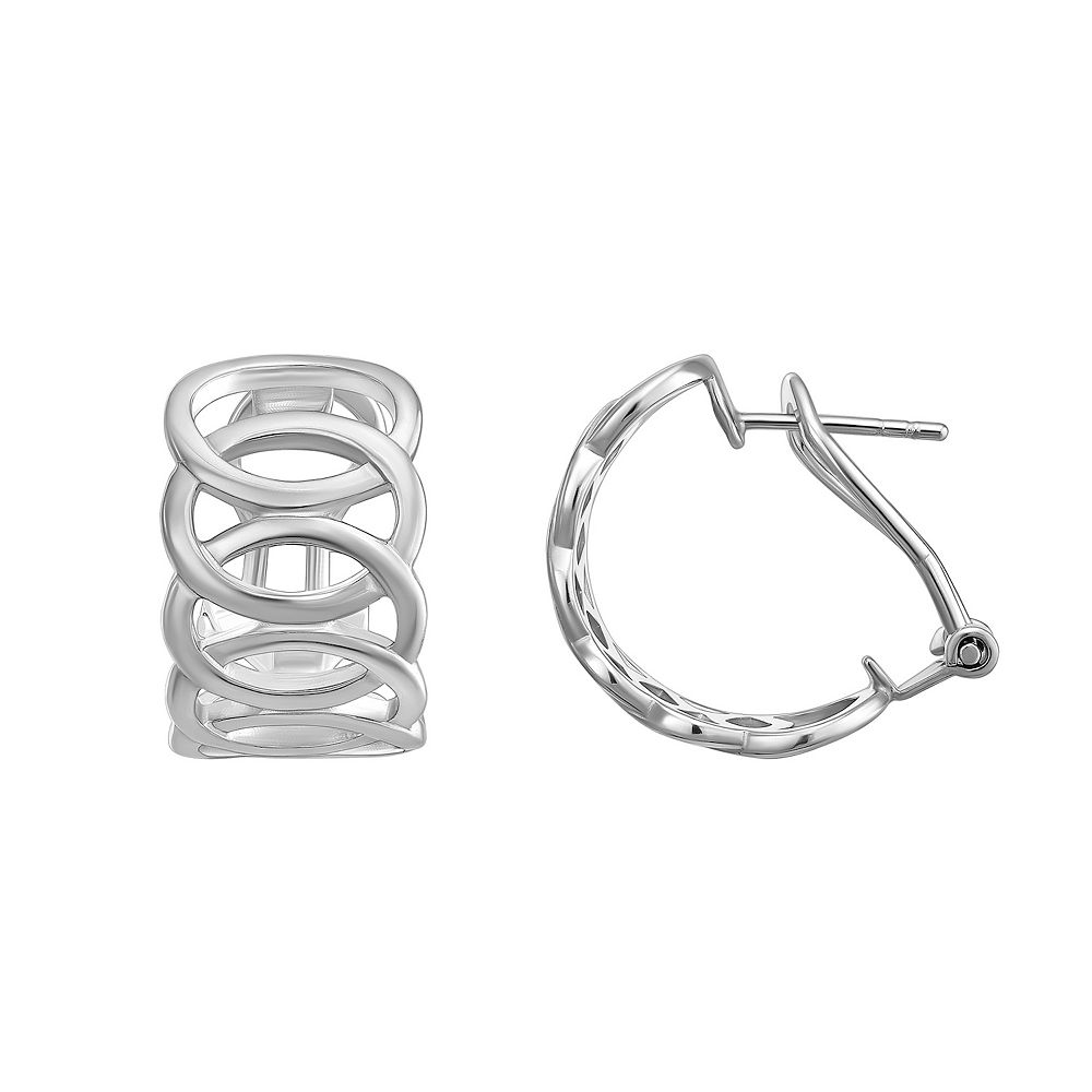 Argento Forte Sterling Silver Weave Omega Hoop Earrings