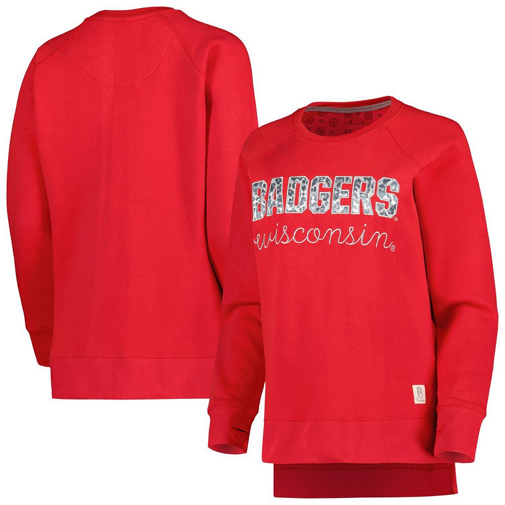 Women's Pressbox Red Wisconsin Badgers Steamboat Animal Print Raglan ...