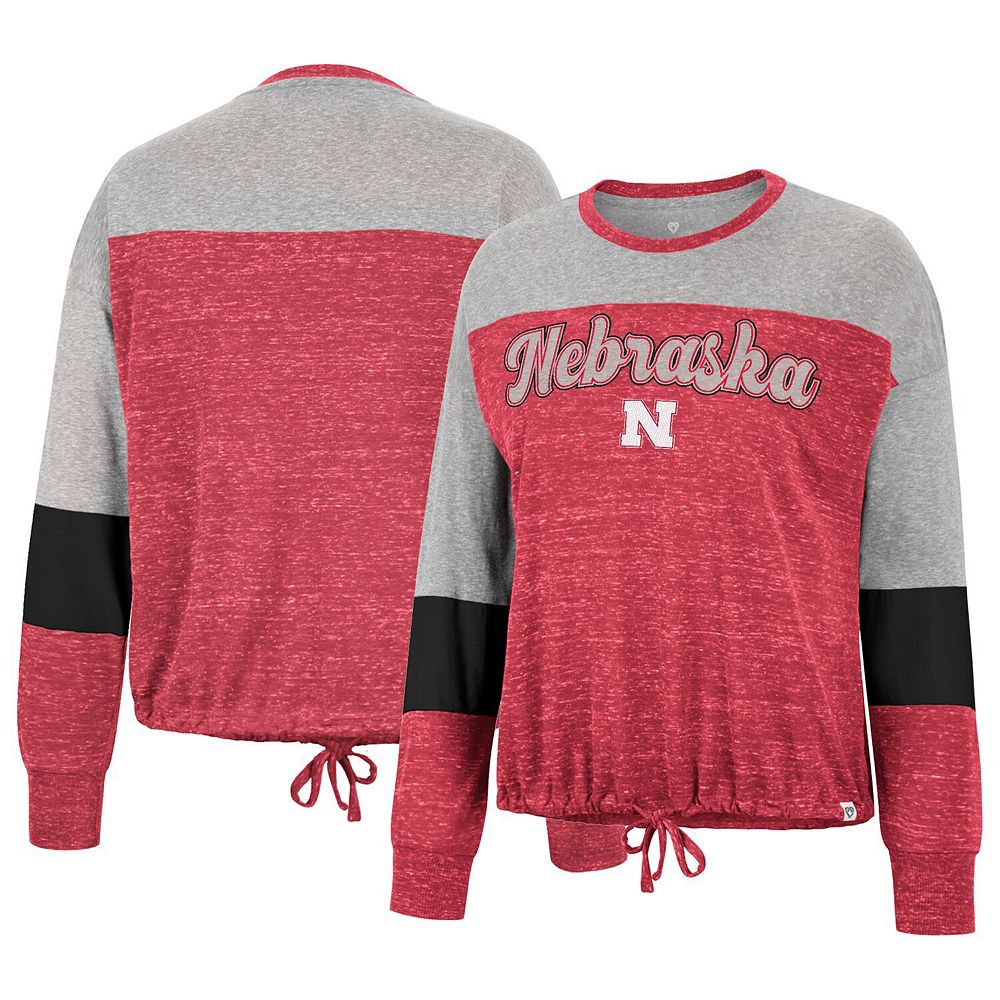 Women's Colosseum Scarlet Nebraska Huskers Joanna Tie Front Long Sleeve ...