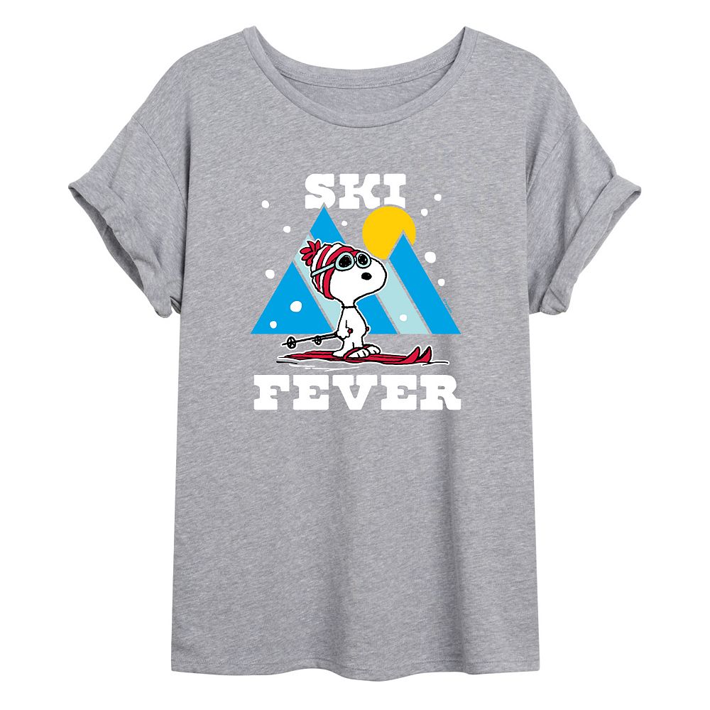 Juniors' Peanuts Snoopy "Ski Fever" Oversized Tee