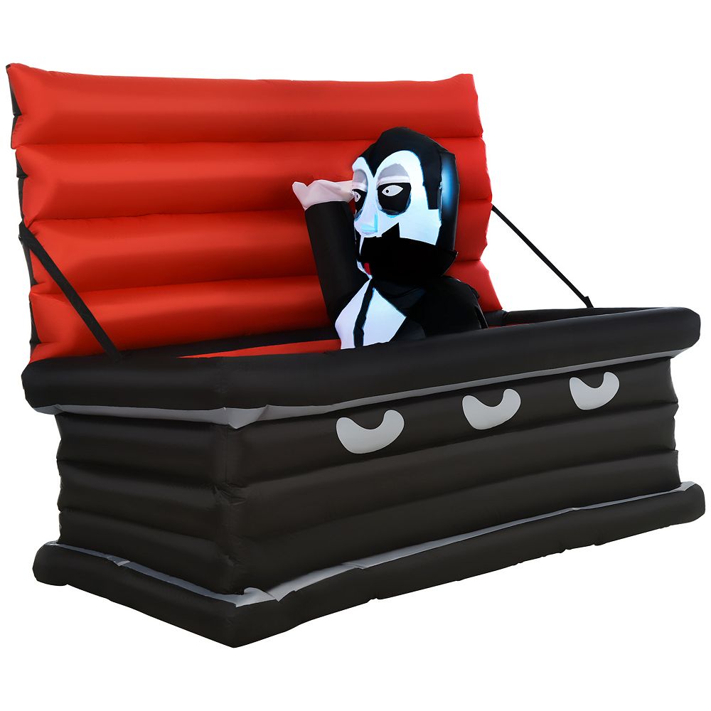 70.75"w Inflatable Halloween Vampire Coffin Anchored Outdoor Display W ...