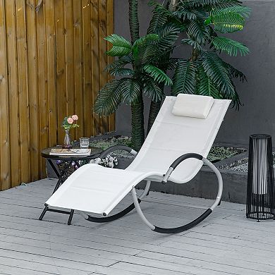 Outsunny Rocking Chair Patio Chaise Garden Sun Lounger Outdoor ...