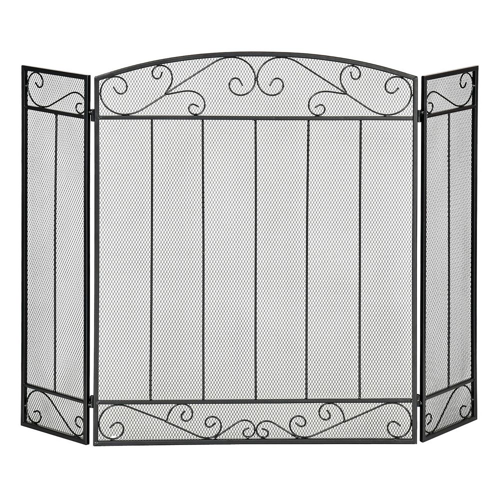 3-panel Folding Metal Mesh Arch Fireplace Screen Guard Shield Indoor ...