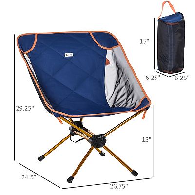 Outsunny Camping Backpack Chair with Padded Compact Folding Lightweight Chair with Back Hanging Design Portable Carry