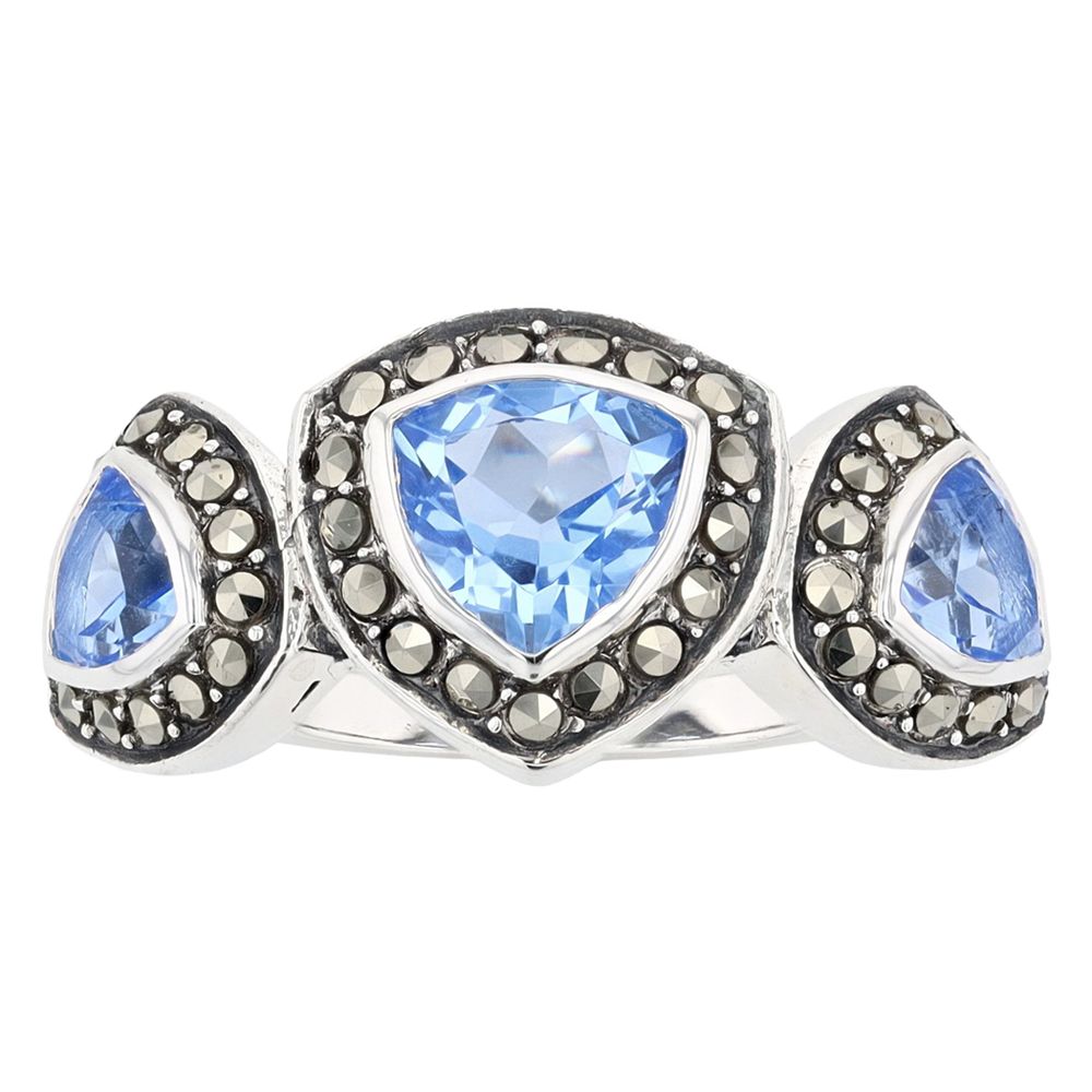 Lavish by TJM Sterling Silver Trillion Cut Lab Created Blue Quartz ...