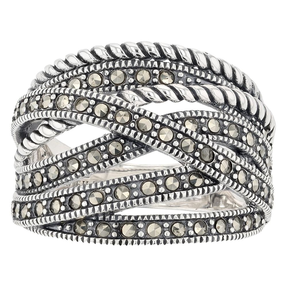 Lavish by TJM Sterling Silver Marcasite Highway Ring