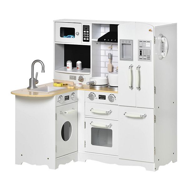 Qaba Kids Corner Kitchen Pretend Play Toy Educational Pretend Role ...