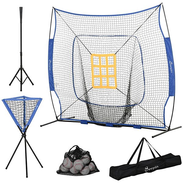 Outdoor Batting Practice Set W/ 120 Ball Collector & Beginner Tee Stand ...
