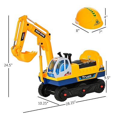 Qaba Kids Ride On Construction Excavator Digger Scooper Tractor Toy 80 ...