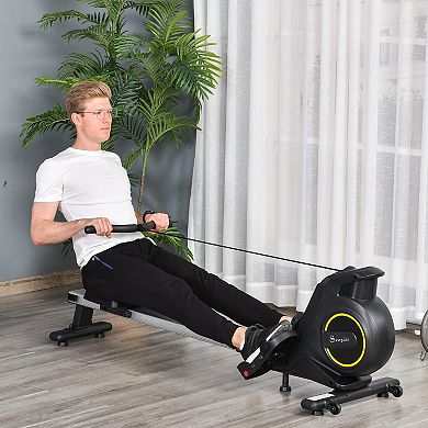 Foldable Home Rowing Machine With Adjustable Seat For Cardio And Strength
