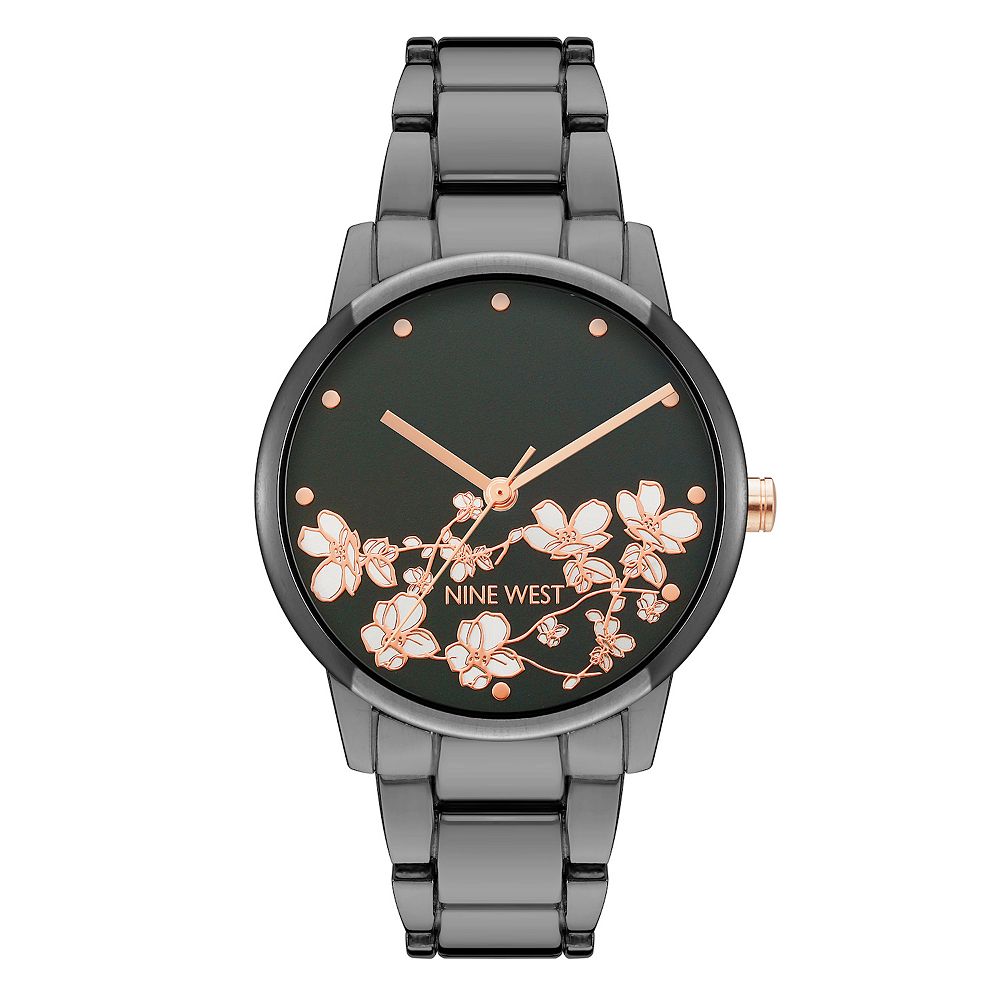 Nine West Women's Flower Dial Two Tone Watch