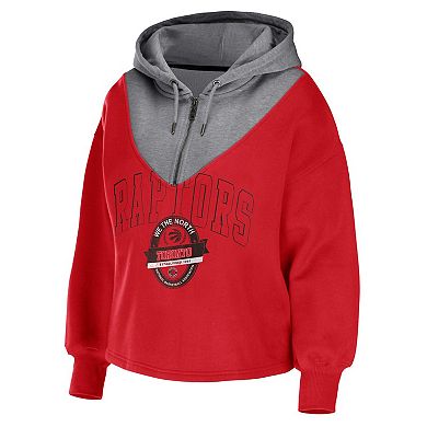 Women's WEAR by Erin Andrews Red Toronto Raptors Pieced Quarter-Zip ...
