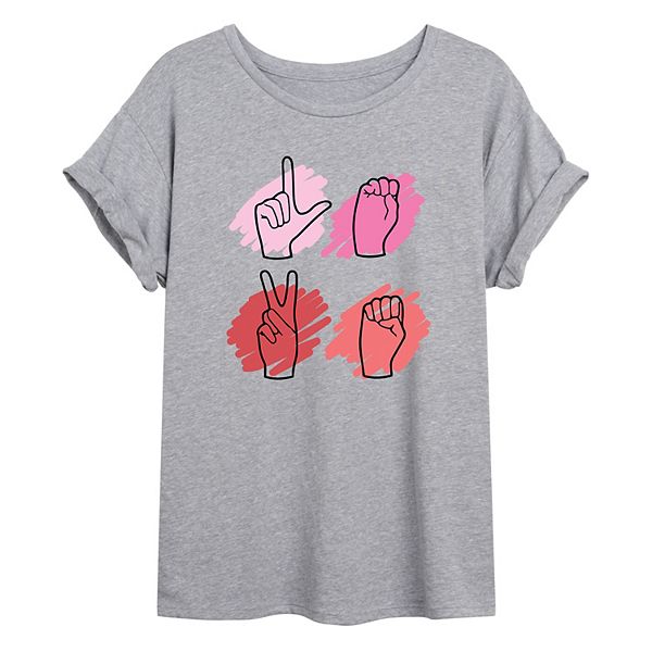 Juniors' Sign Language "Love" Oversized Tee