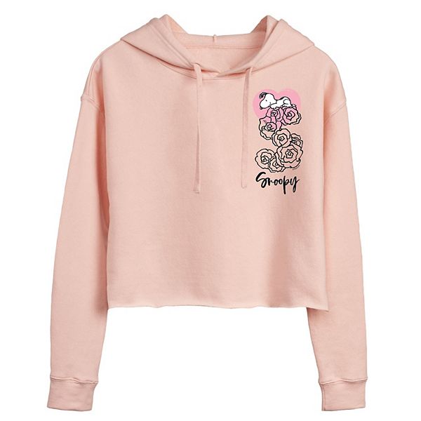 Juniors' Peanuts Snoopy Roses Cropped Hoodie
