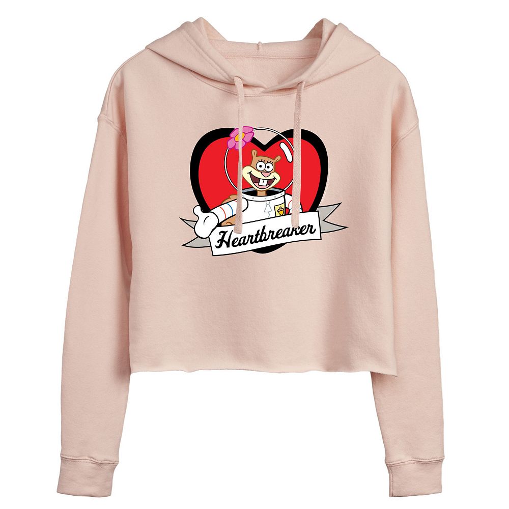 Juniors' Nickelodeon SpongeBob Sandy "Heartbreaker" Cropped Graphic Hoodie