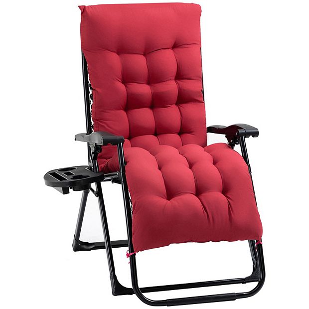 Outsunny Padded Zero Gravity Chair W Cup Holder Tray