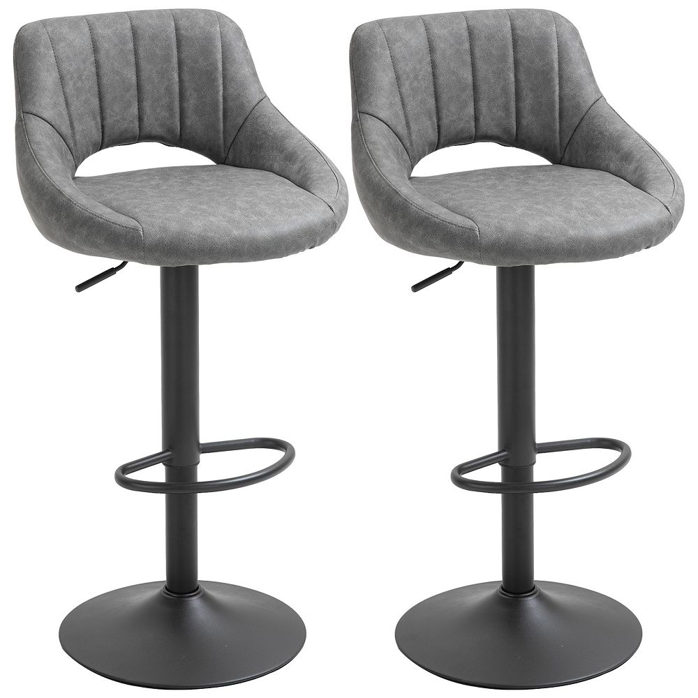 HOMCOM Modern Bar Stools Set of 2 Swivel Bar Height Barstools Chairs ...