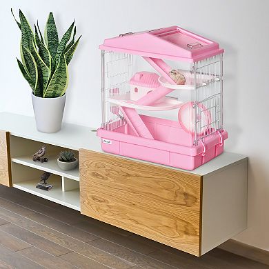 Hamster Starter Kit, Small Pets Multi-tier Cage, Wheel, Food Dish ...