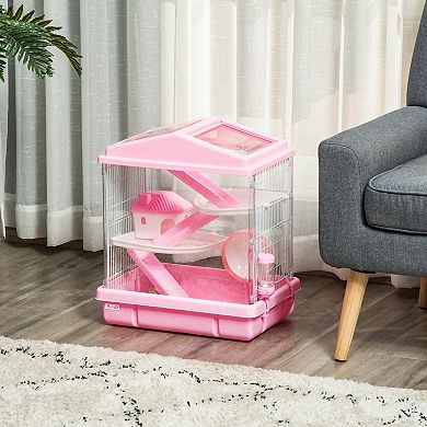 Hamster Starter Kit, Small Pets Multi-tier Cage, Wheel, Food Dish ...