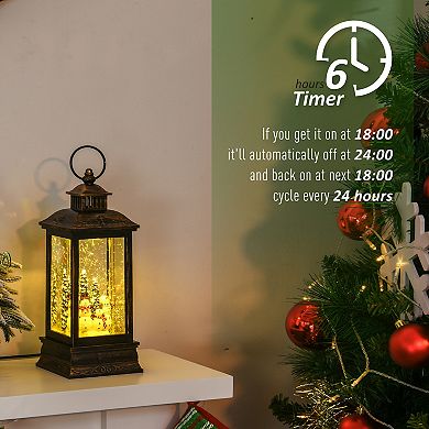 HOMCOM Christmas Snow Globe Water Lantern Music Box with Light Holiday ...
