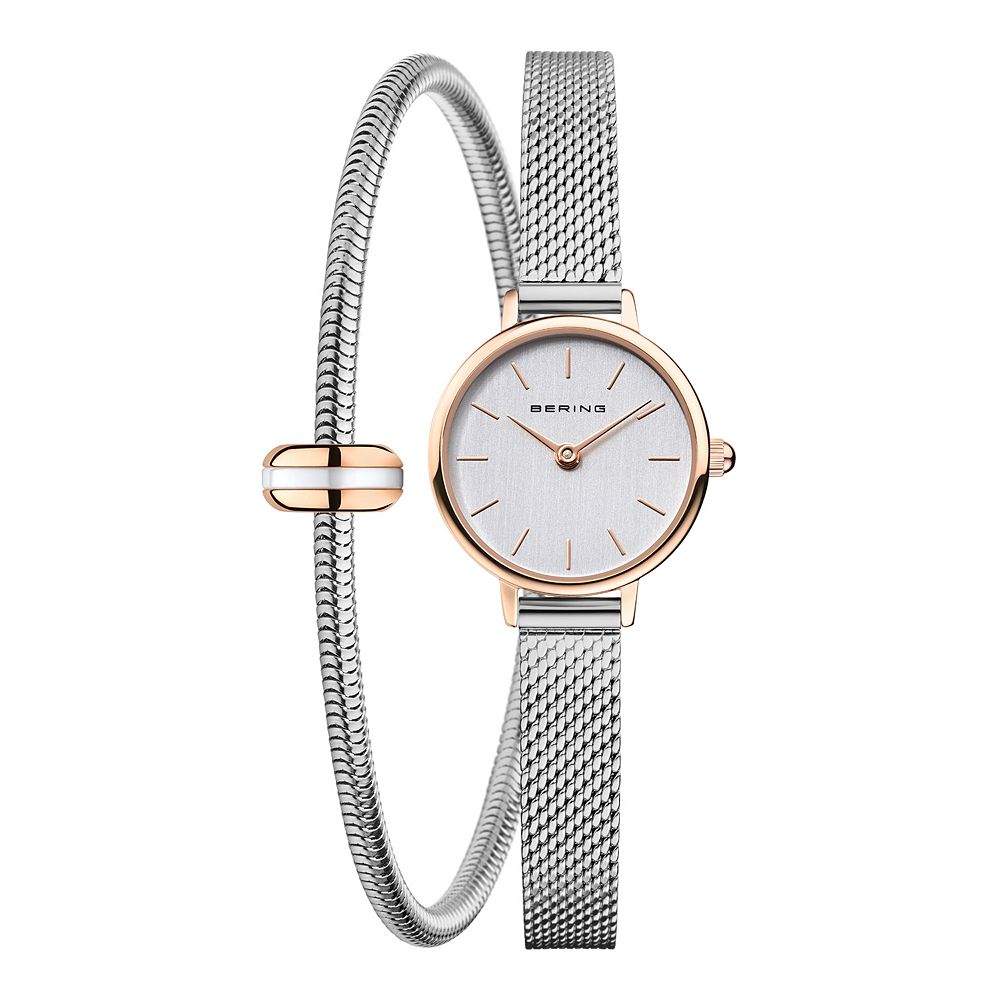 BERING Women's Two Tone Watch & Matching Charm Bracelet Set