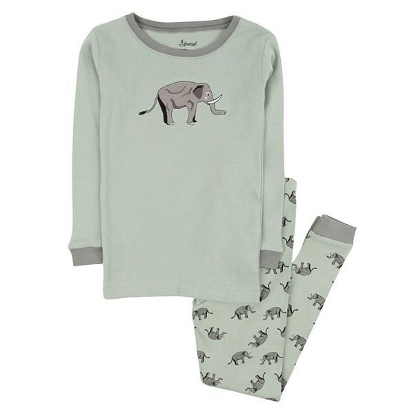 Leveret Kids Two Piece Cotton Pajamas Elephant
