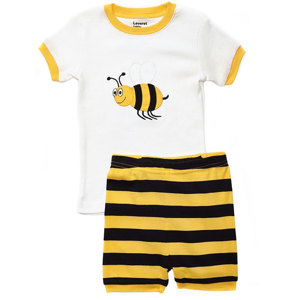 Leveret Kids Two Piece Cotton Short Pajamas Bumble Bee