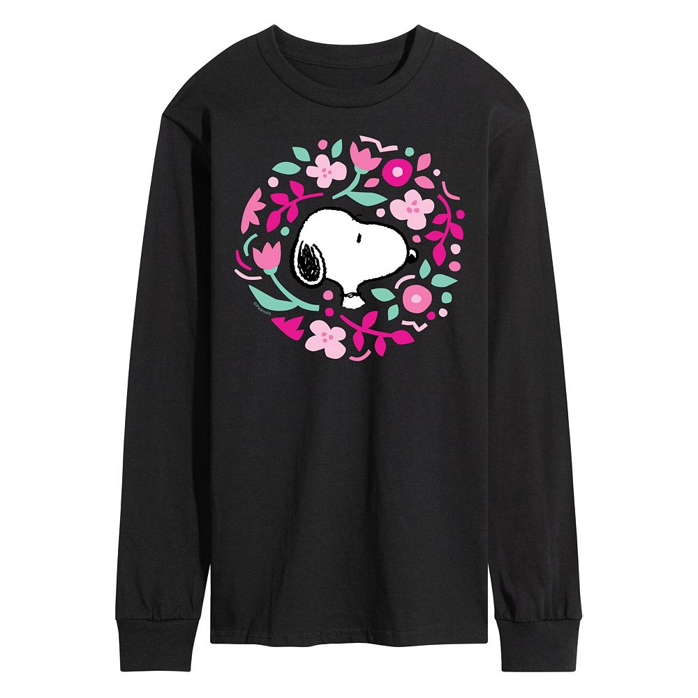 Men's Peanuts Floral Circle Long Sleeve Tee