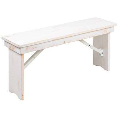 Distressed white bench store