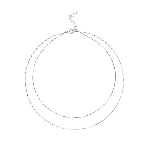 PRIMROSE Sterling Silver Double Box Chain Anklet PRIMROSE Sterling Silver Double Box Chain Anklet
