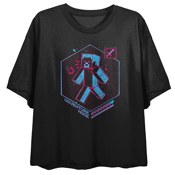 Juniors' Minecraft Heart Crop Graphic Tee