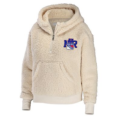 Women's WEAR by Erin Andrews Cream New York Rangers Sherpa Quarter-Zip ...