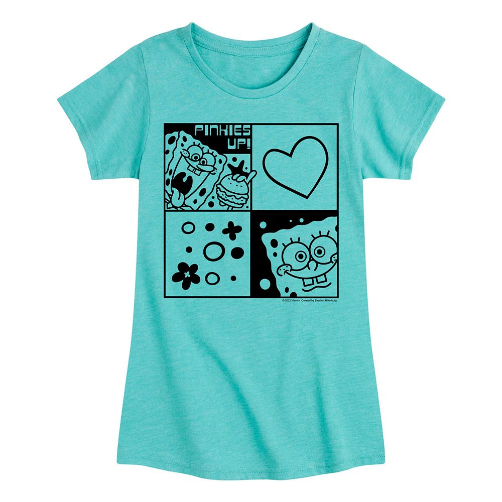 Girls 7-16 SpongeBob Grid Pattern Tee