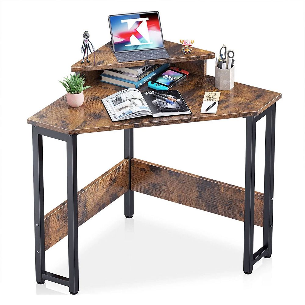 ODK Modern Triangle Corner Computer Writing Desk w/ Monitor Stand ...