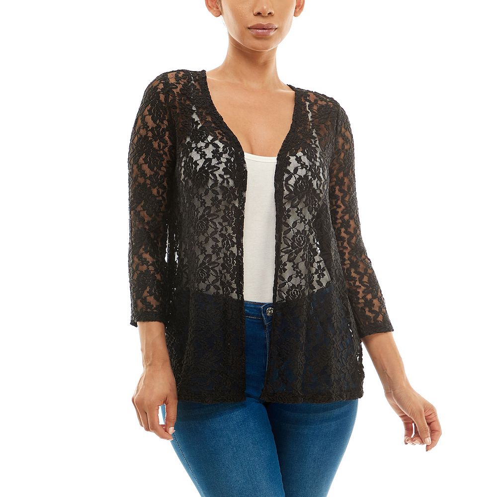 Women's Nina Leonard Open Front Lace Bolero