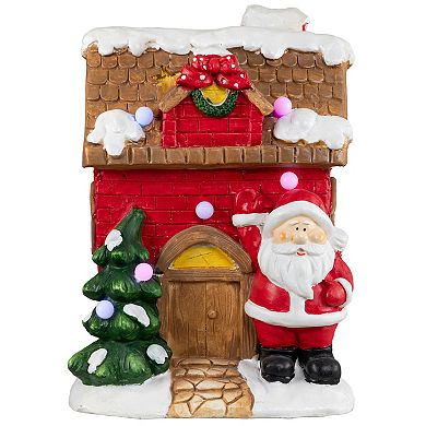 16" Red LED Lighted House with Santa Musical Christmas Tabletop Figurine