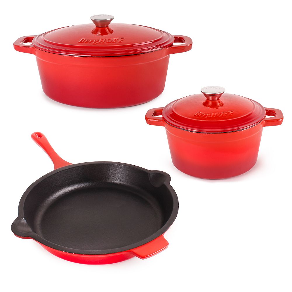 BergHOFF Neo 5-pc. Cast-Iron 3-qt. & 5-qt. Dutch Ovens & Frypan Set