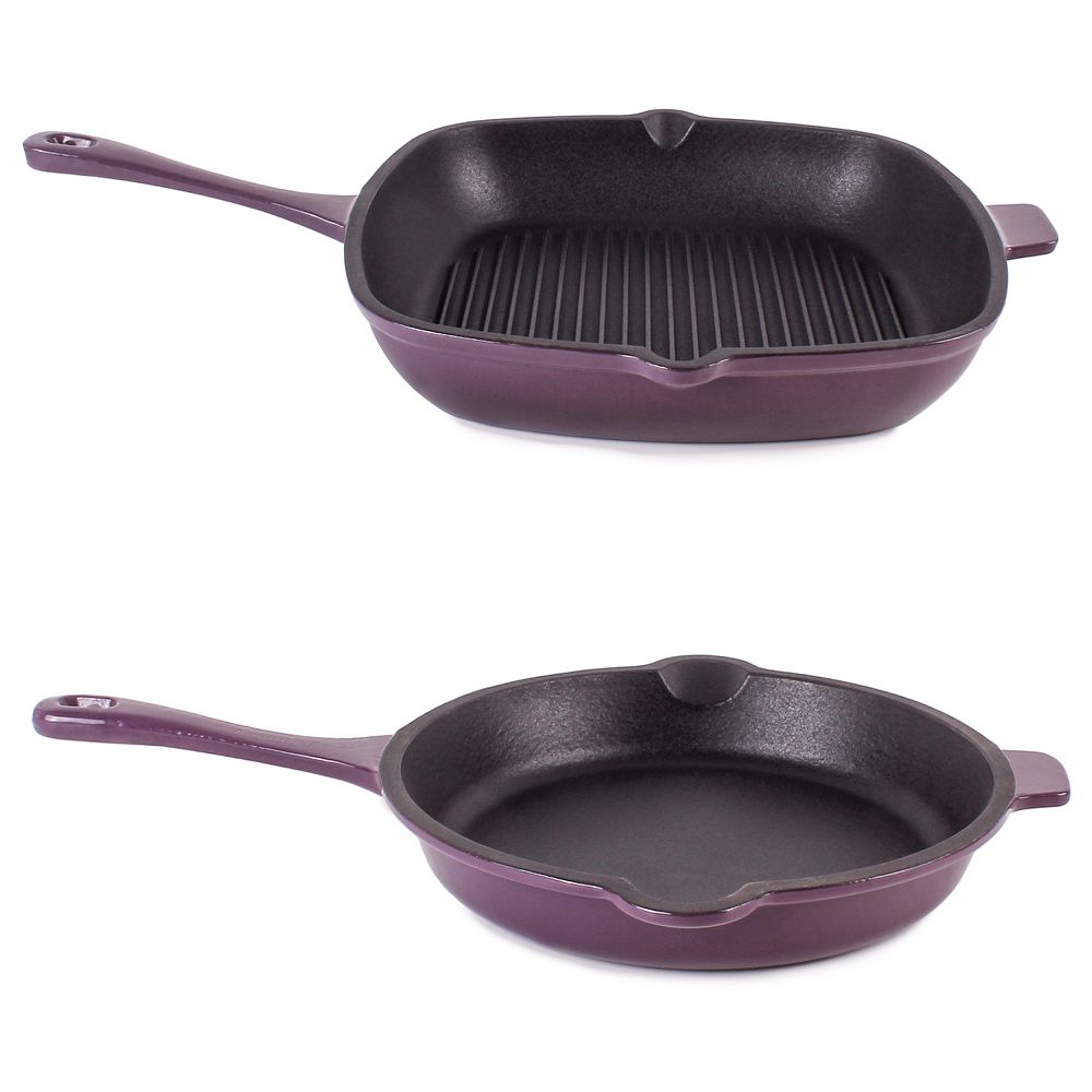 BergHOFF Neo 2-pc. Cast-Iron Frypan & Grill Pan Set