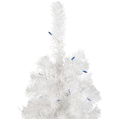 4' Pre-Lit Slim White Pine Artificial Christmas Tree - Blue Lights