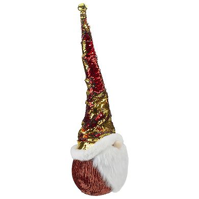 20" Gold Sequin Santa With a Pointed Winter Hat Christmas Tabletop Decor