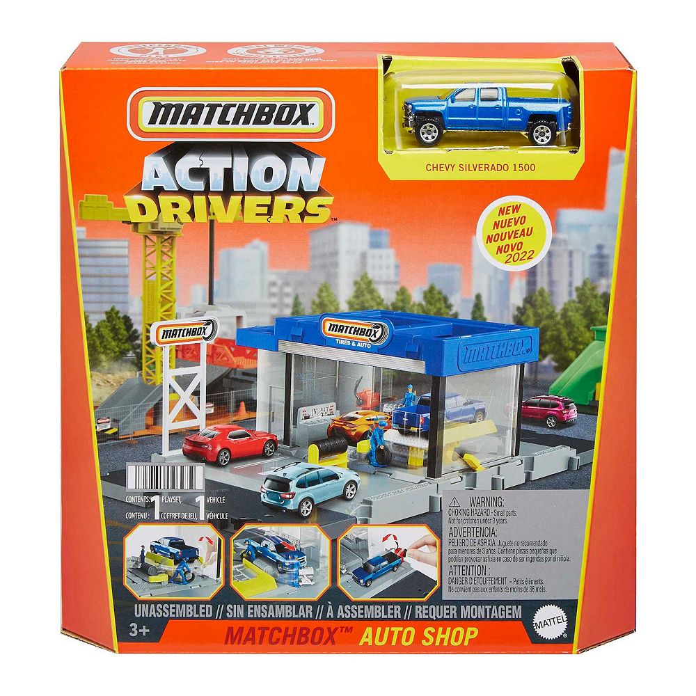 Mattel Matchbox Action Drivers Auto Shop Playset with 1 Toy Car