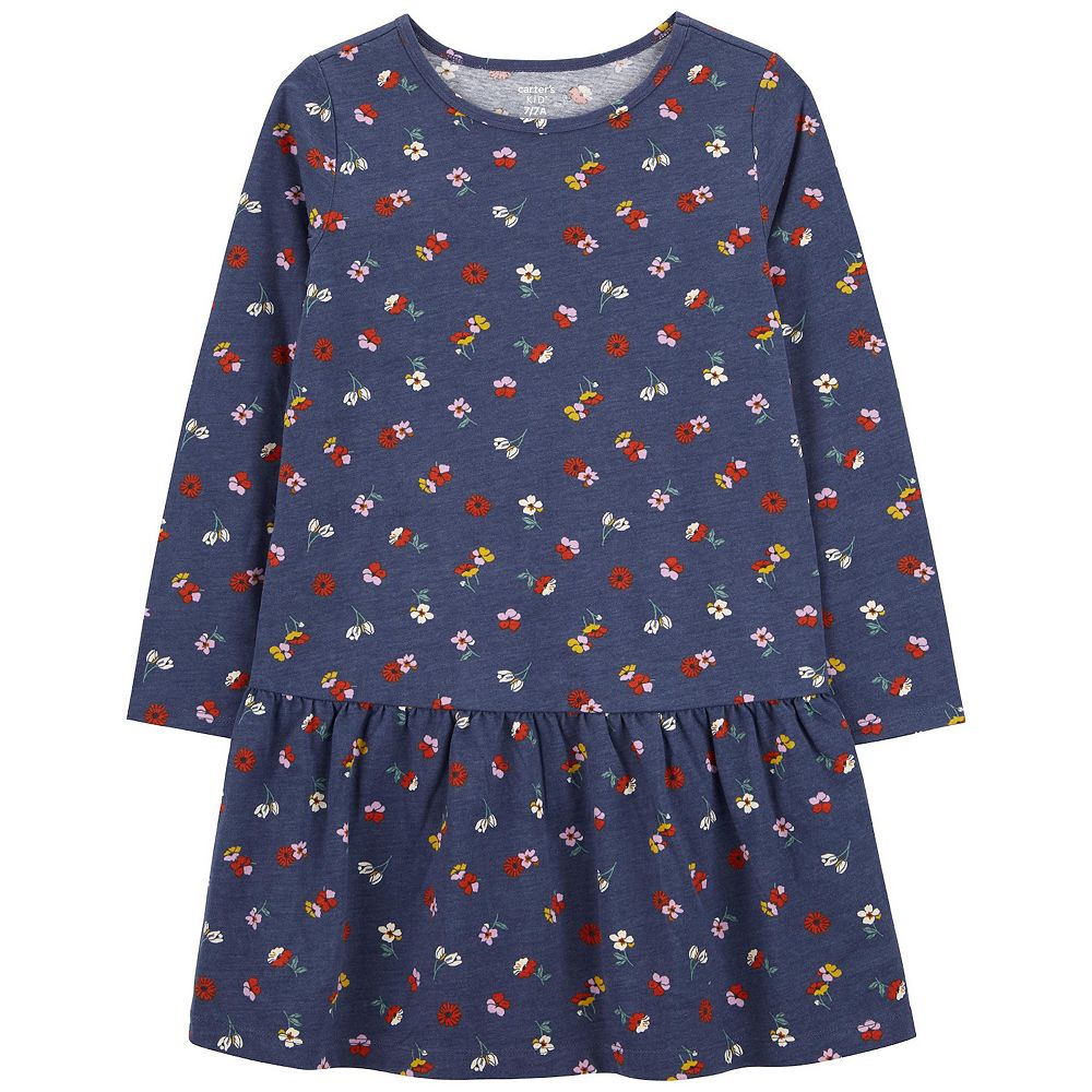 Girls 4-14 Carter's Floral Drop Hem Jersey Knit Dress