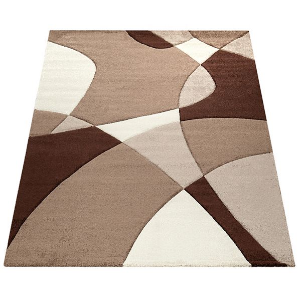 Modern Area Rug Abstract Geometric Pattern with Contour Cut