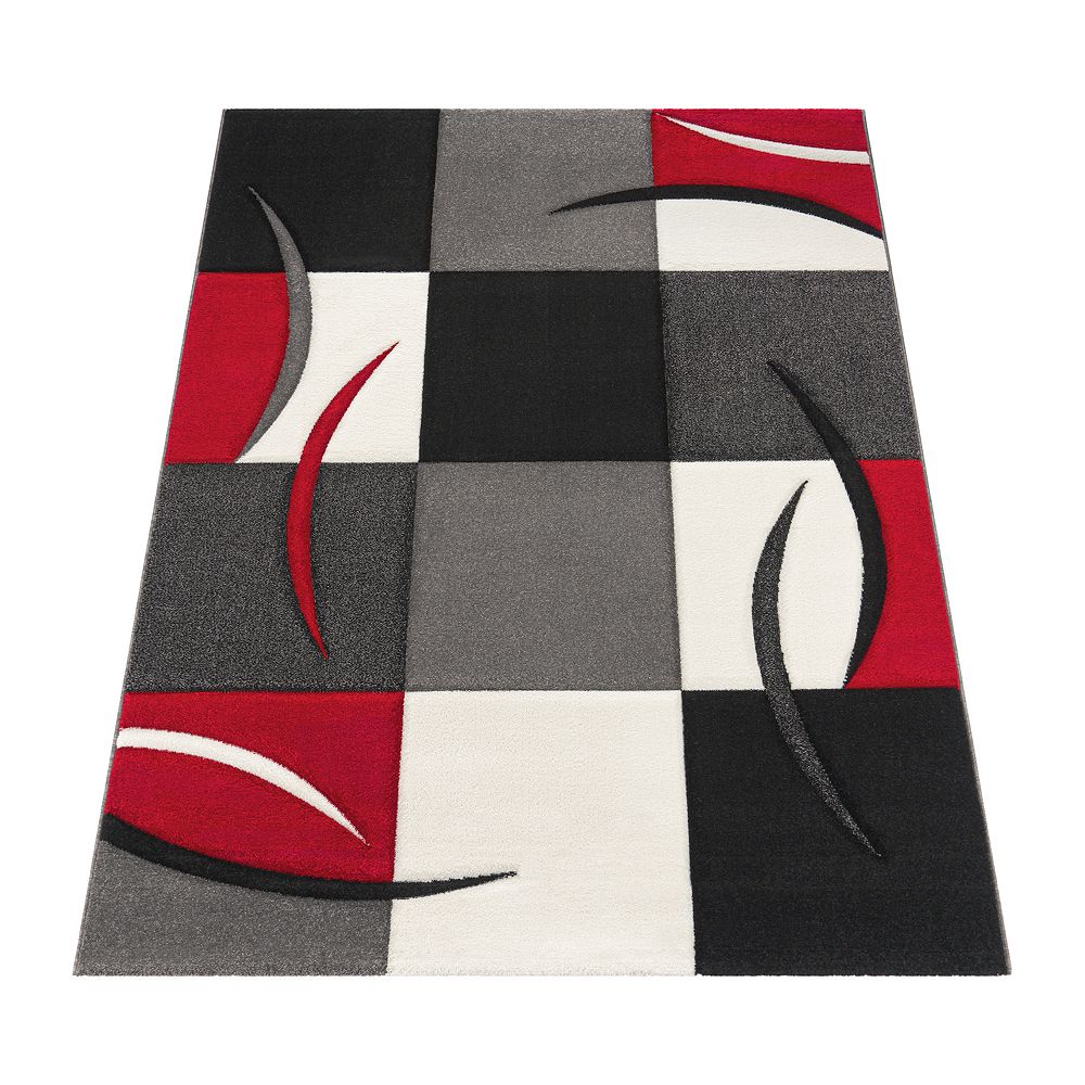 Modern Checkered Area Rug with Contour Cut