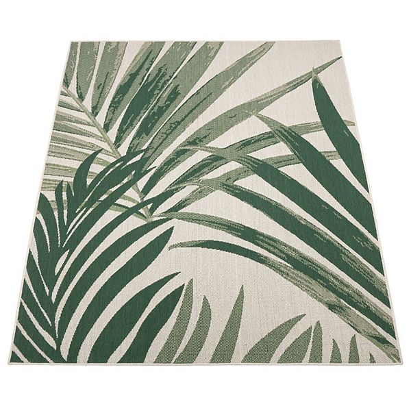 Tropical Outdoor Rug Palm Tree & Jungle Design Flatweave