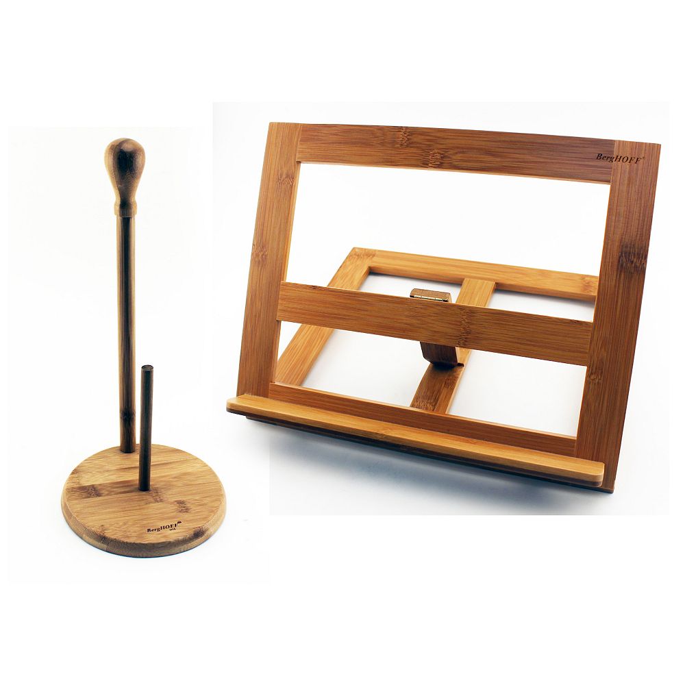 BergHOFF Bamboo Cookbook Holder & Paper Towel Holder Set