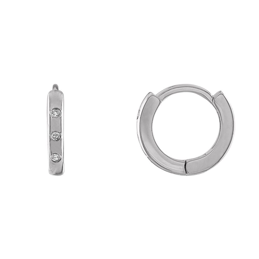 Junior Jewels Kids' Sterling Silver Diamond Accent Hoop Earrings